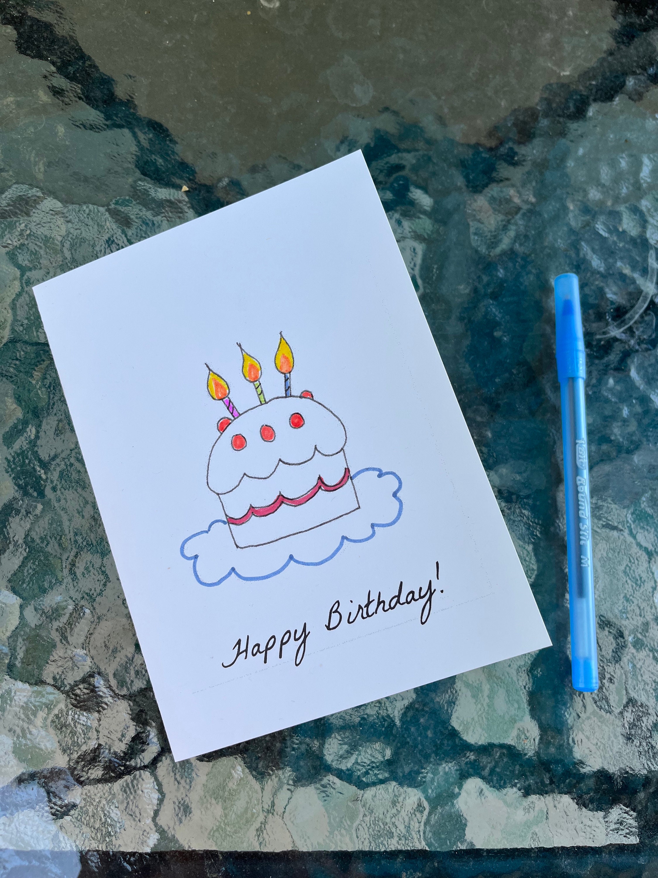 Happy Birthday Cake Card - Etsy
