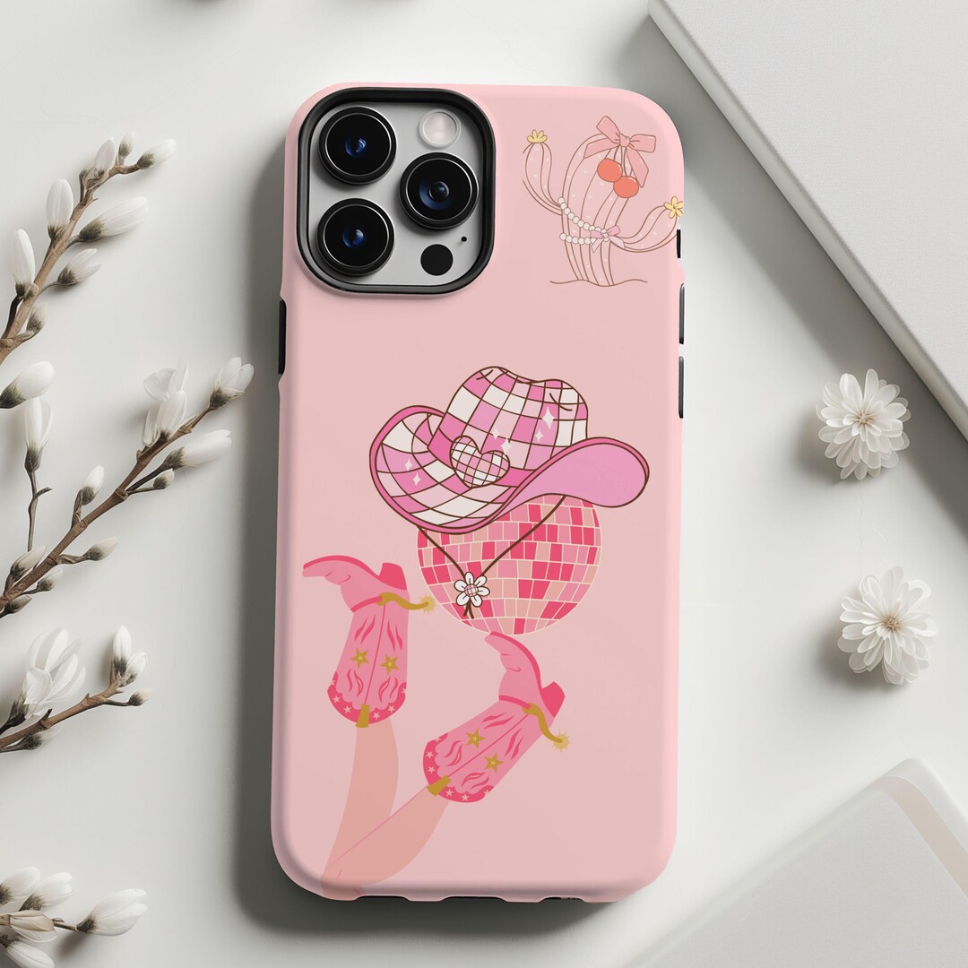 Coquette Seamless Pink Cowgirl Boots and Hats Phone Case, Feminine ...