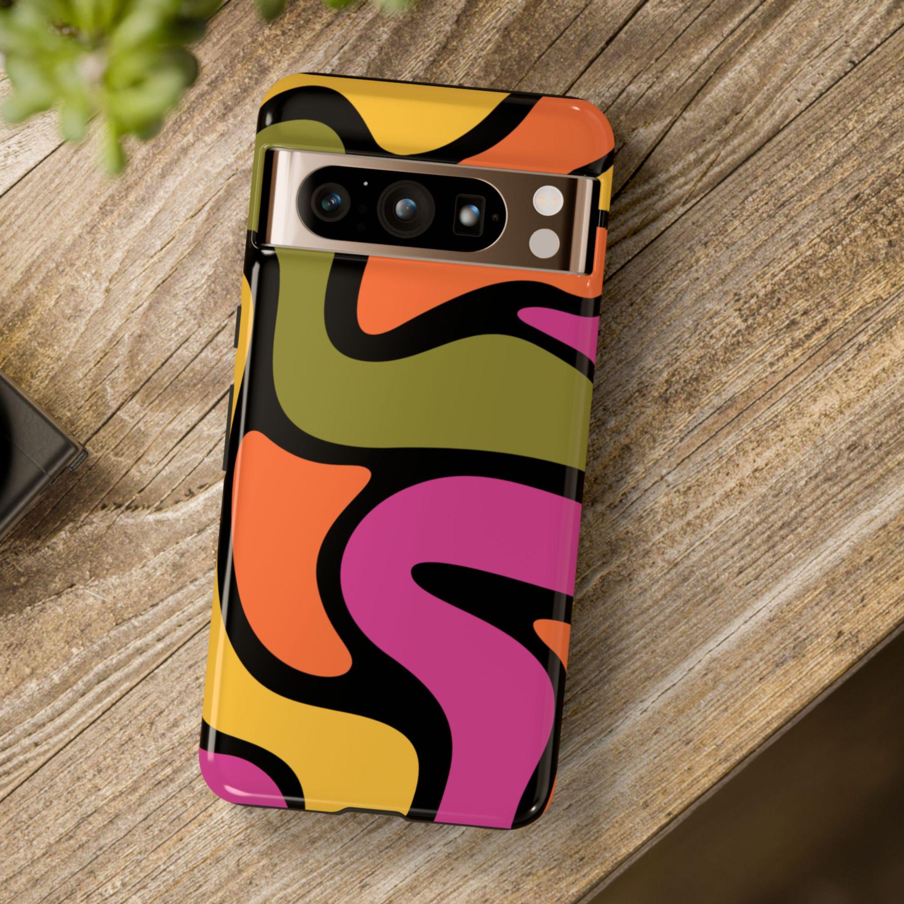 Wavy iPhone Case – 70s Groovy Retro Phone Case, Minimalist Designer ...