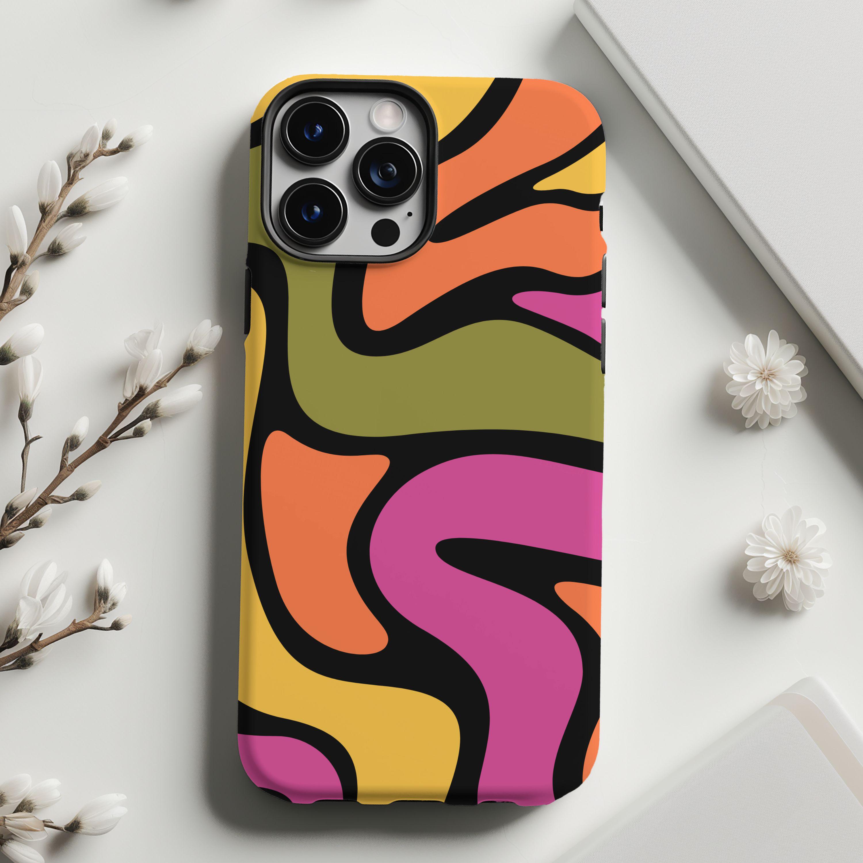 Wavy iPhone Case – 70s Groovy Retro Phone Case, Minimalist Designer ...