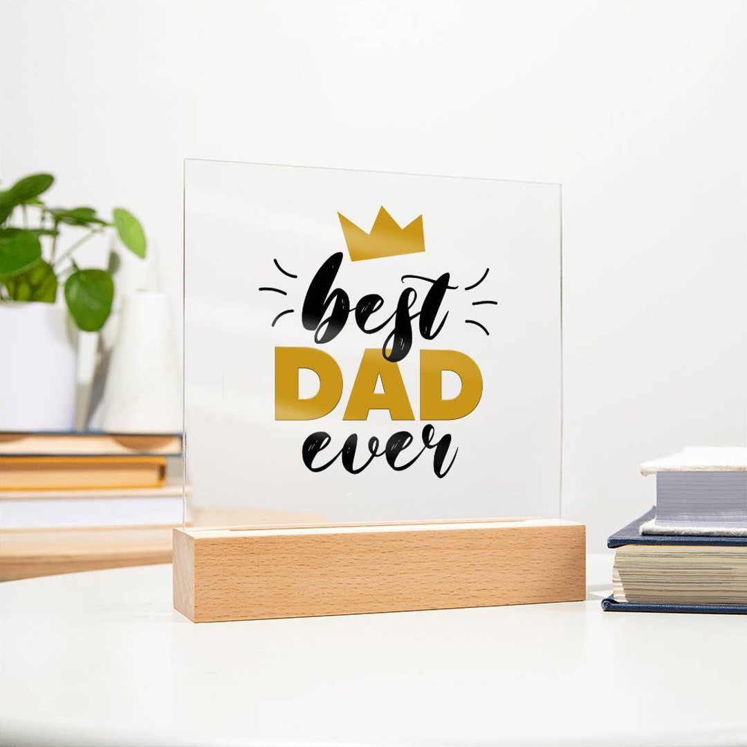Square Acrylic Plaque With LED Base, Custom Birthday Present, Father's ...