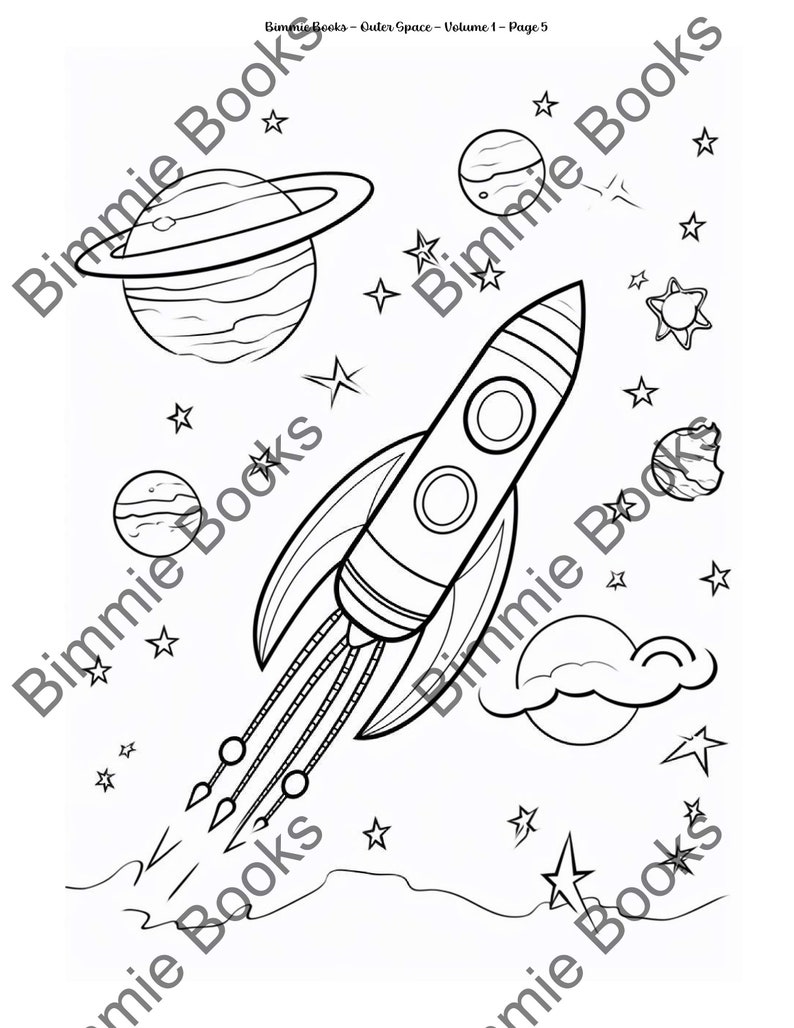 70 Digital Coloring Pages: Outer Space by Bimmie Books Instant Download ...