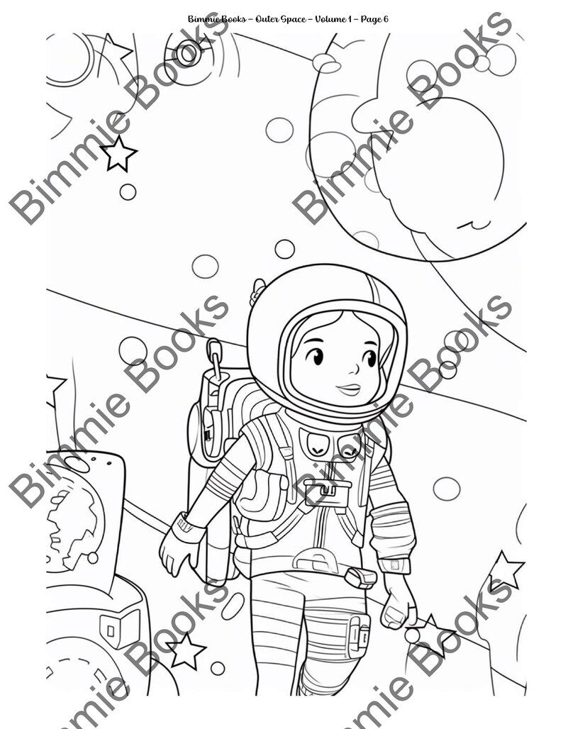 70 Digital Coloring Pages: Outer Space by Bimmie Books Instant Download ...