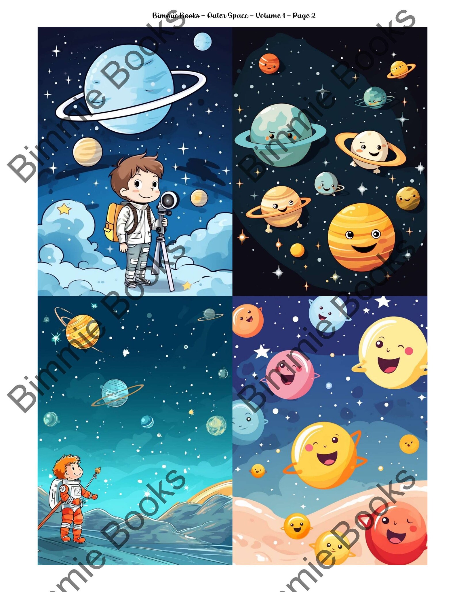 70 Digital Coloring Pages: Outer Space by Bimmie Books Instant Download ...