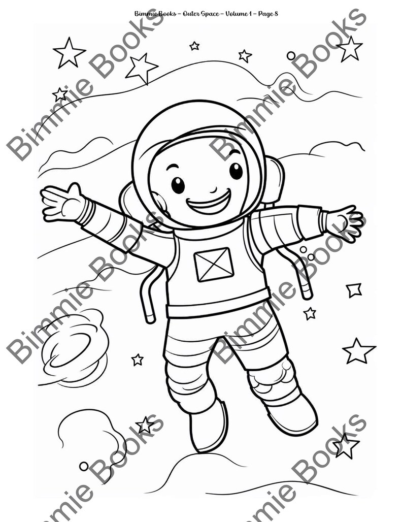 70 Digital Coloring Pages: Outer Space by Bimmie Books Instant Download ...