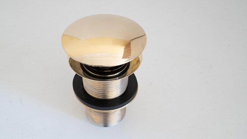 Unlacquered Brass P Trap and Push Button for Sink and Vanity, Pop up ...