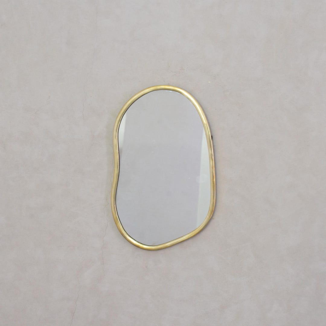 Unlaucqered Brass Pond Mirror, Vanity Irregular Wall Mirror Frame - Etsy