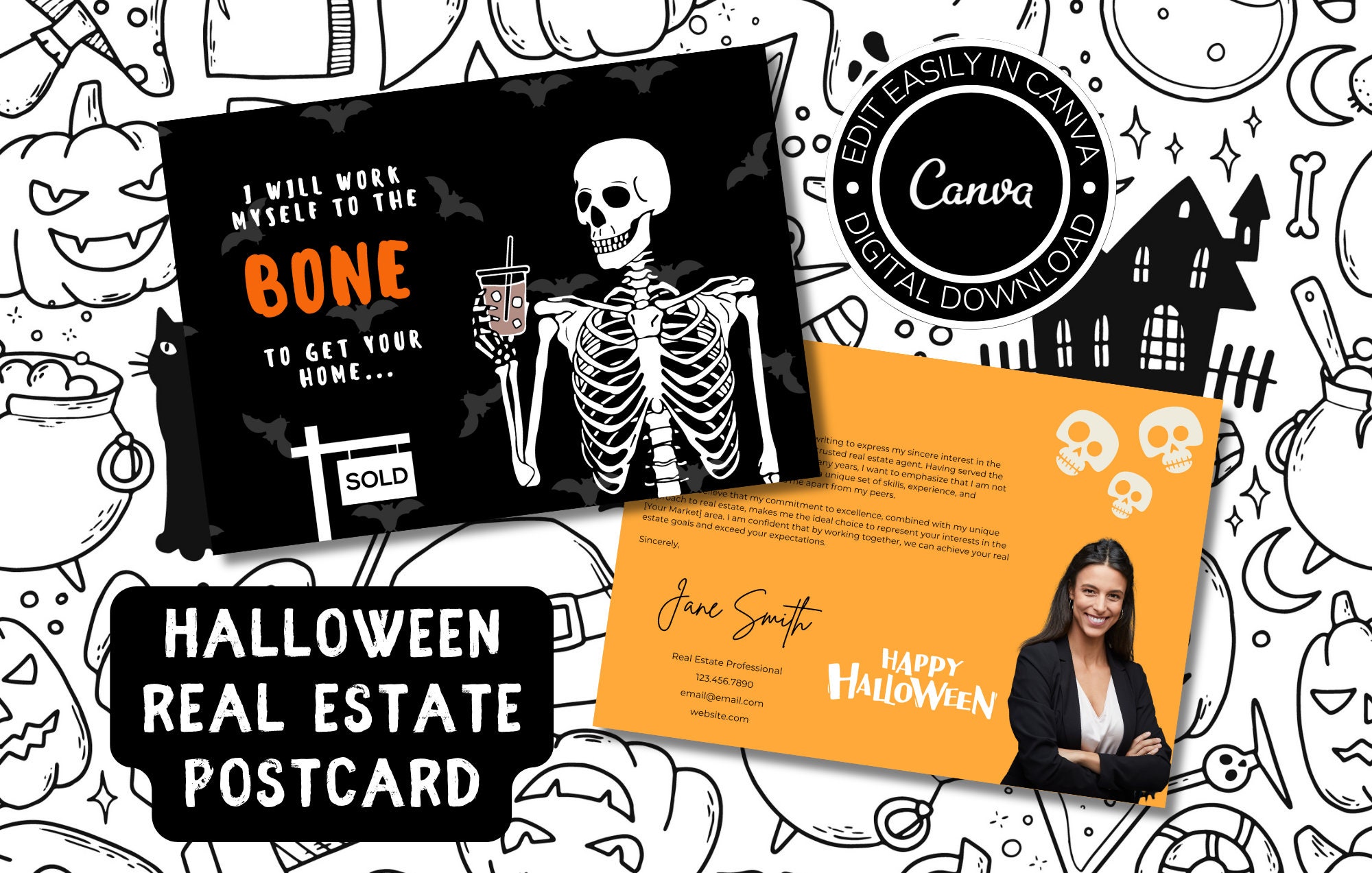 Real Estate Halloween Postcard | Real Estate Agent | Real Estate ...