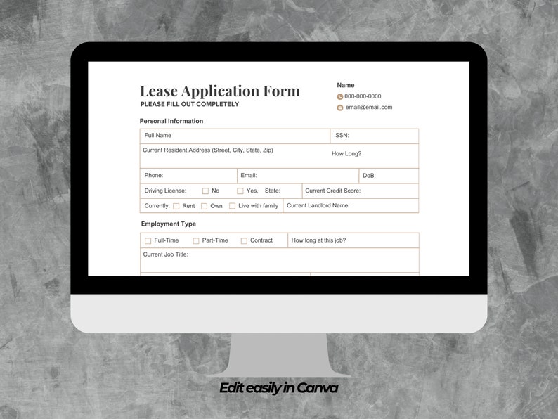 Rental Questionnaire | Rental Application | Lease Application Form ...