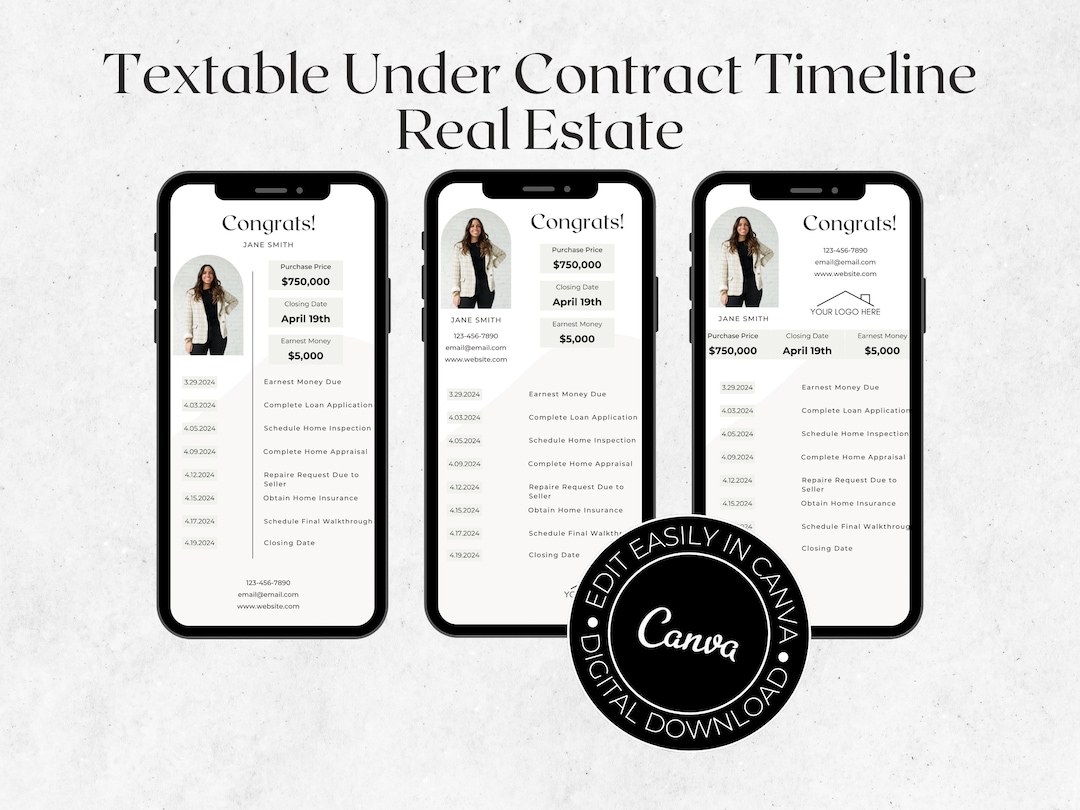 Textable Under Contract Timeline | Real Estate Text Message | Under ...
