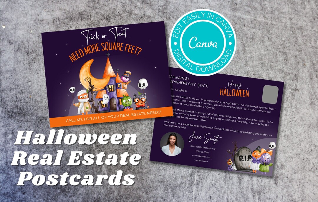 Real Estate Fall Halloween Postcards, Realtor Card, Realtor Farming ...
