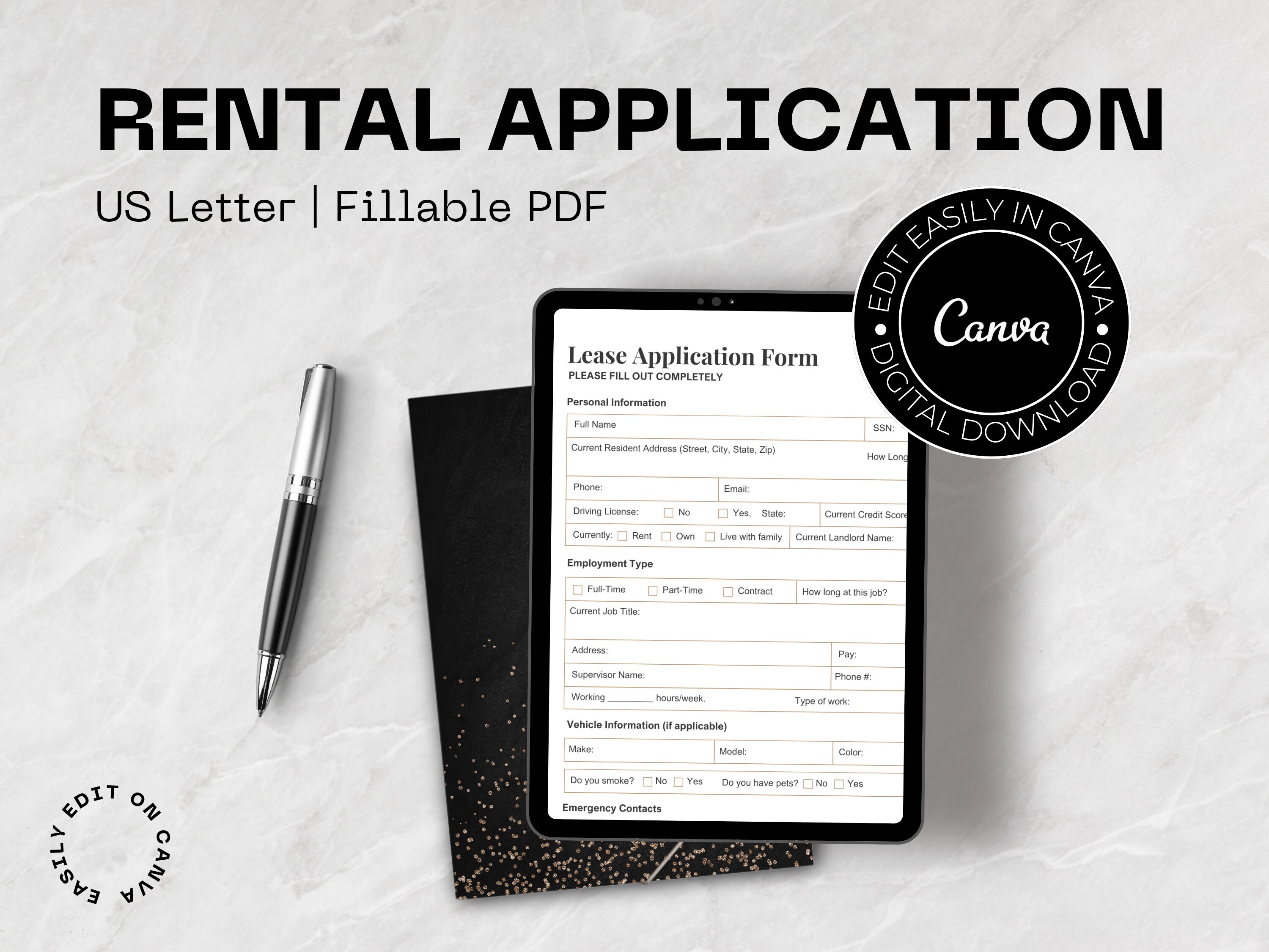 Rental Questionnaire | Rental Application | Lease Application Form ...