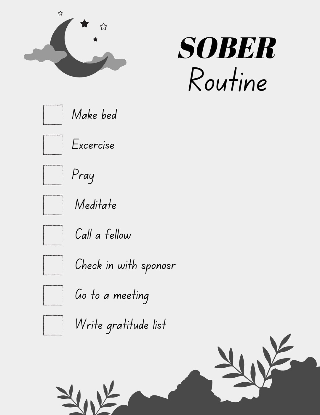 12 Step Daily Checklist - Etsy