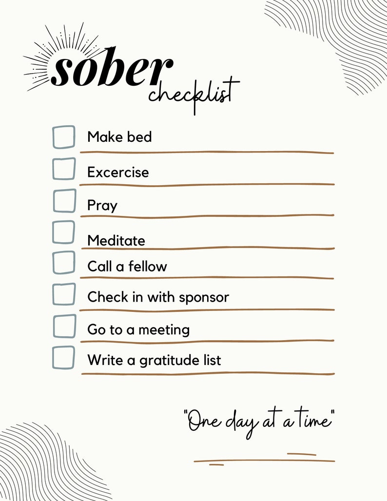 Sober Routine Bundle 3 Check Lists - Etsy