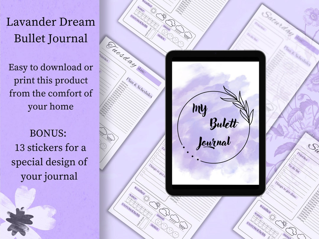 Lavender Dream Bullet Journal Bundle | Digital Bullet Journal Pages ...