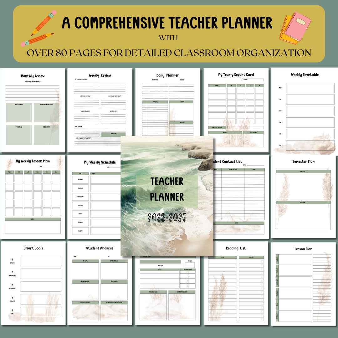 Stay Zen and Organized: Beach Theme Teacher Planner for - Etsy