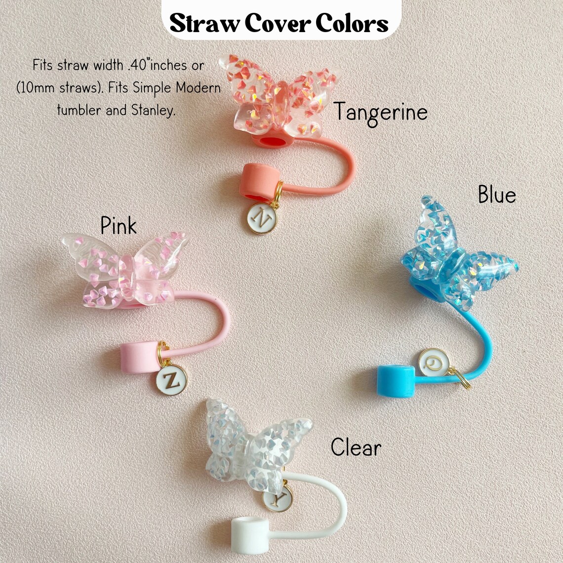 Butterfly Straw Cover Topper Flower Straw Tip Cap Cover Cute Straw ...