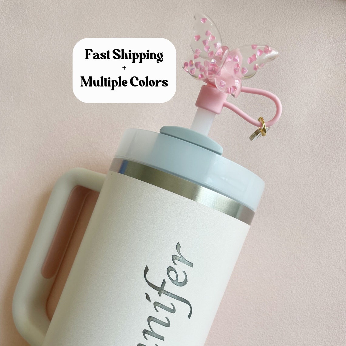 Butterfly Straw Cover Topper Flower Straw Tip Cap Cover Cute Straw ...