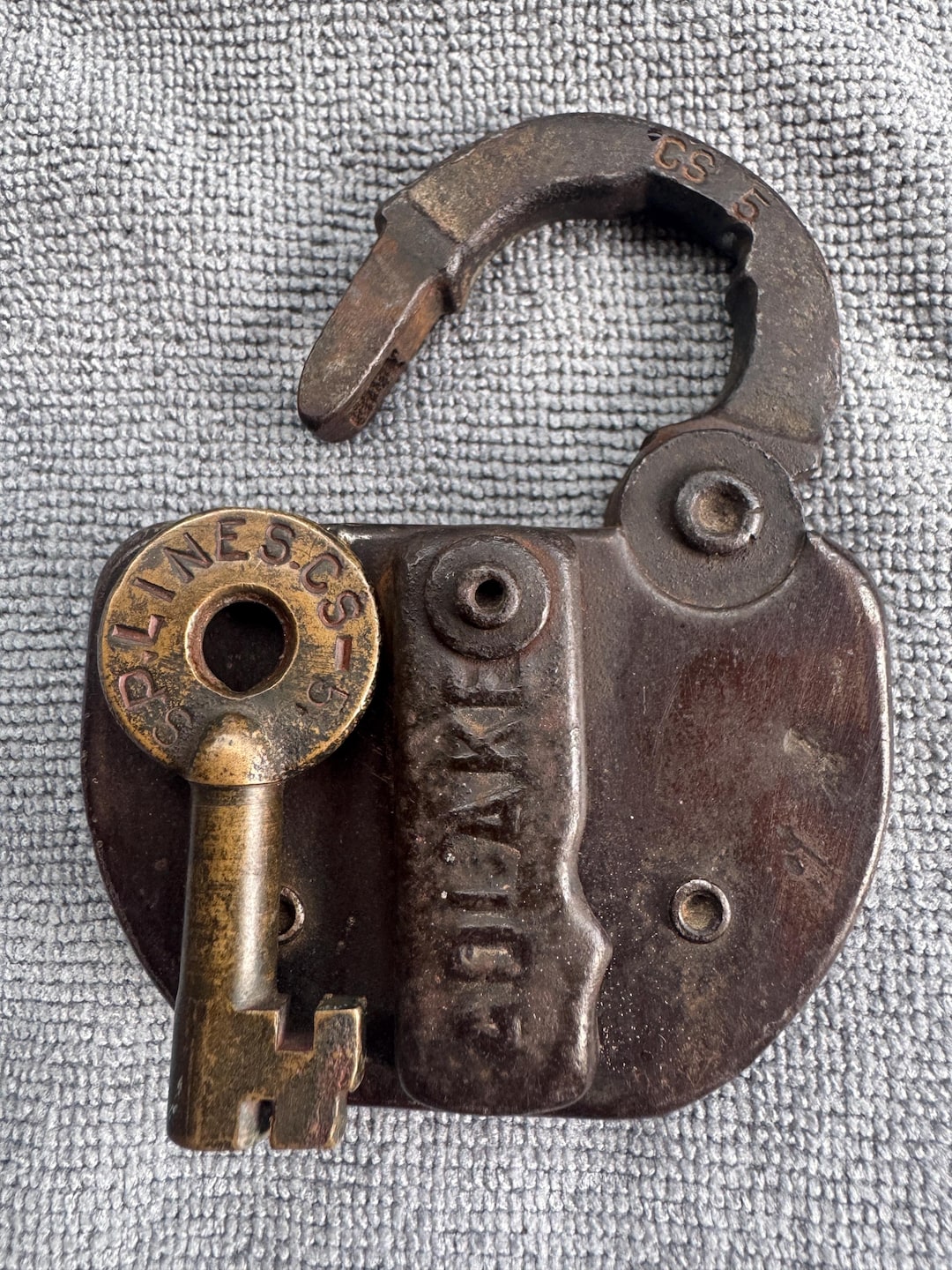 Rare SP Lines CS-5 Adlake Railroad Lock and Matching Key. Southern Pacific Lines SPCO Padlock ...