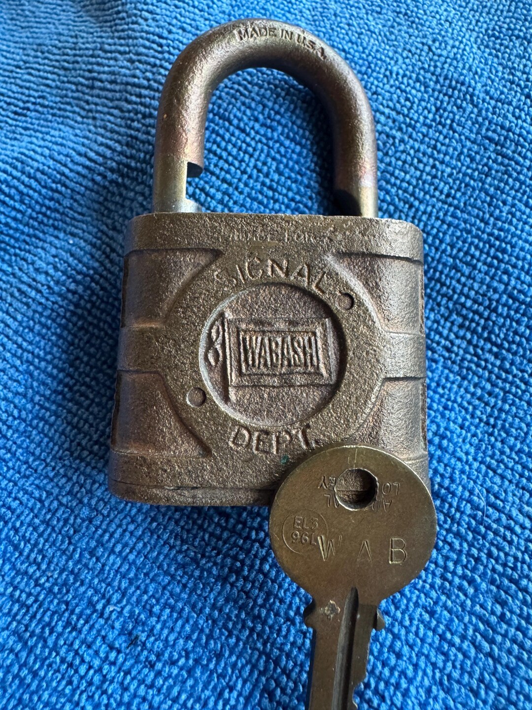 Wabash Railroad WAB Letters Embossed Brass Signal Lock Manufactured by ...