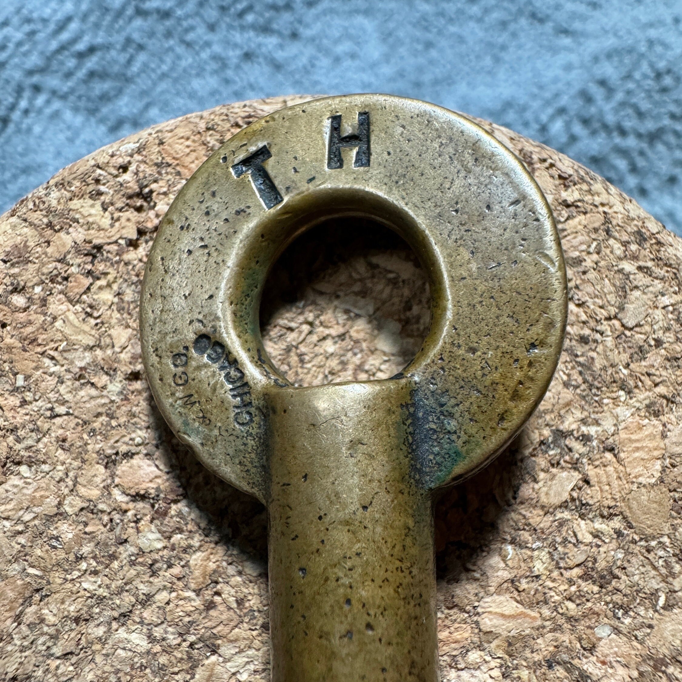 Santa Fe Tool House TH Brass Key Railroad Hollow Barrel Oval Adams and ...