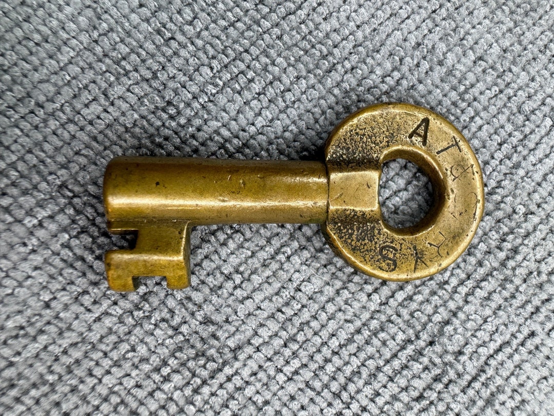 Atchison Topeka and Santa Fe Railway Railroad Brass Key Hollow Adlake ...