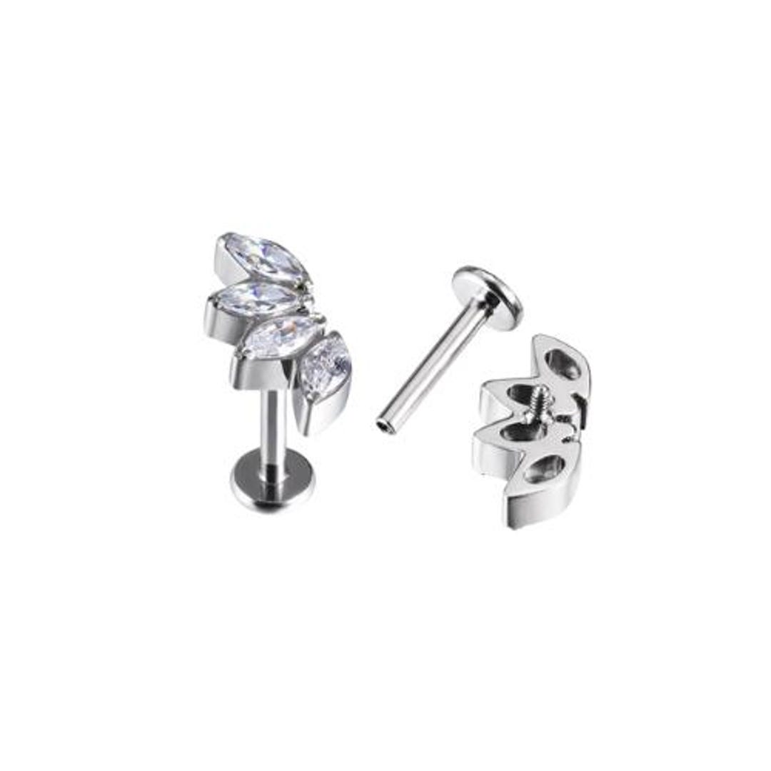 STRIPES LABRET PIERCING - Four Stripe Crystal Labret Piercing, Tiny ...