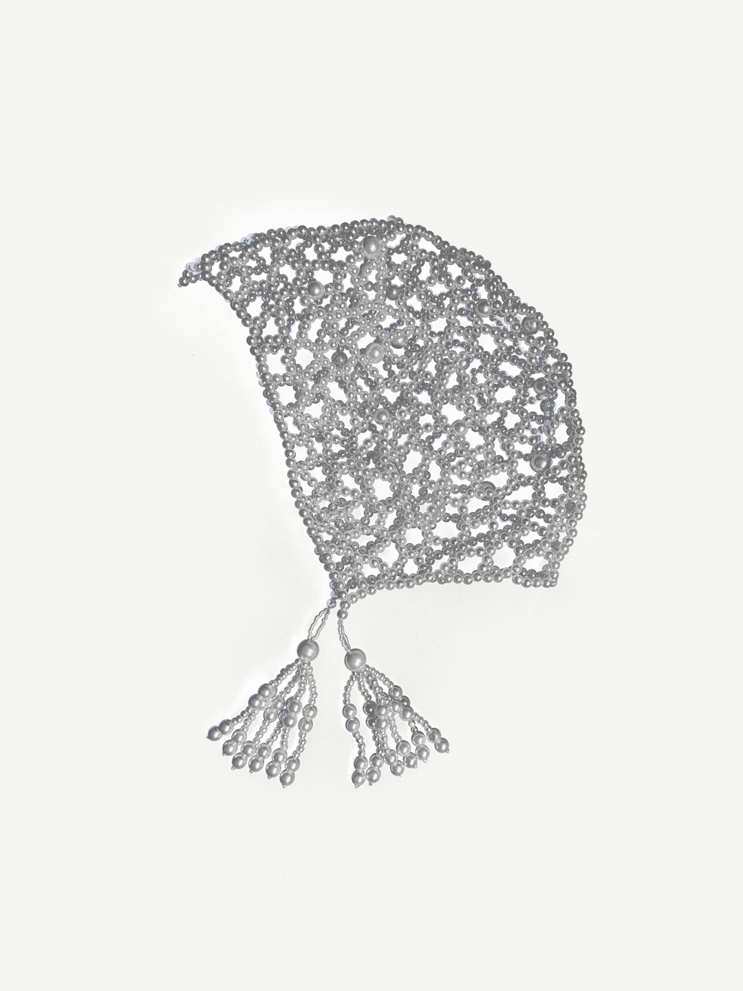 Handmade Acrylic and Glass Beaded Pearl Bonnet Juliette Cap Snood ...