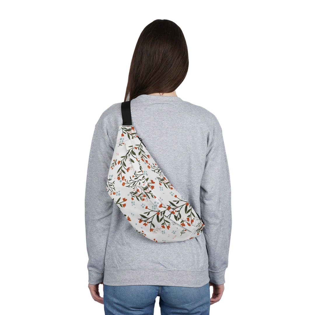 Large Floral Fanny Pack and Diaper Bag, Over the Shoulder Bag ...