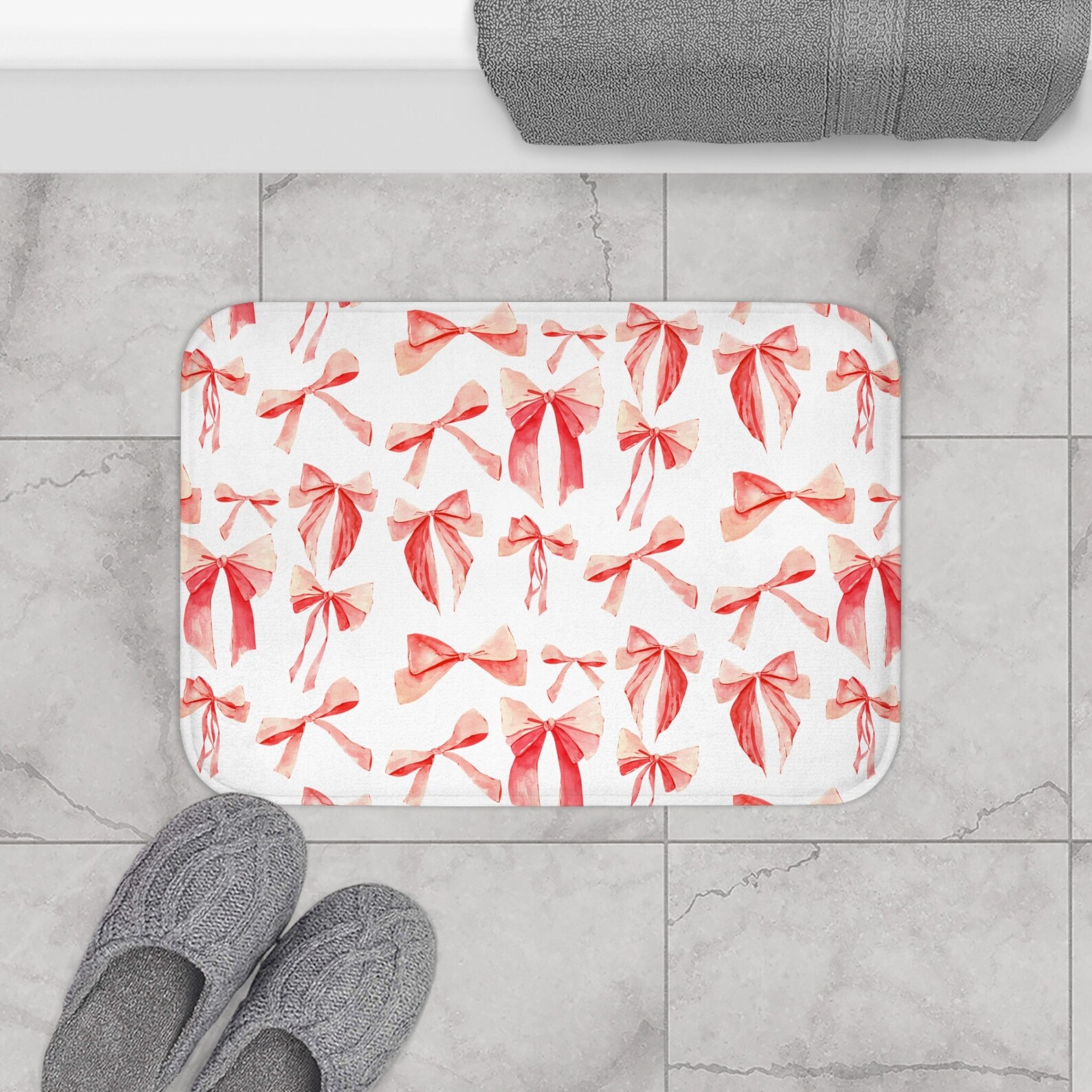 Coquette Pink Bow Bath Mat, Coquette Bathroom Accessories, Housewarming ...