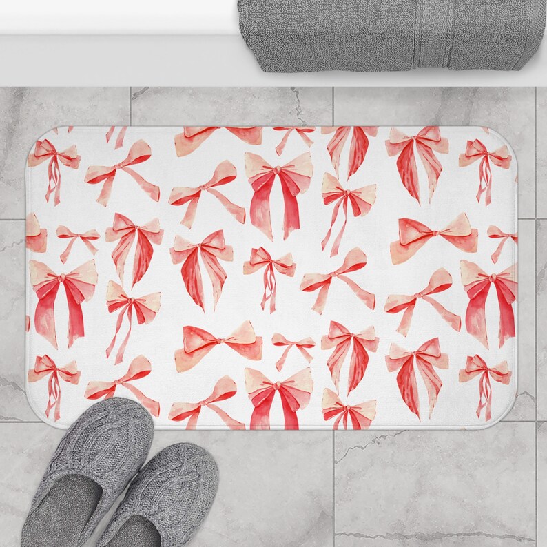 Coquette Pink Bow Bath Mat, Coquette Bathroom Accessories, Housewarming ...