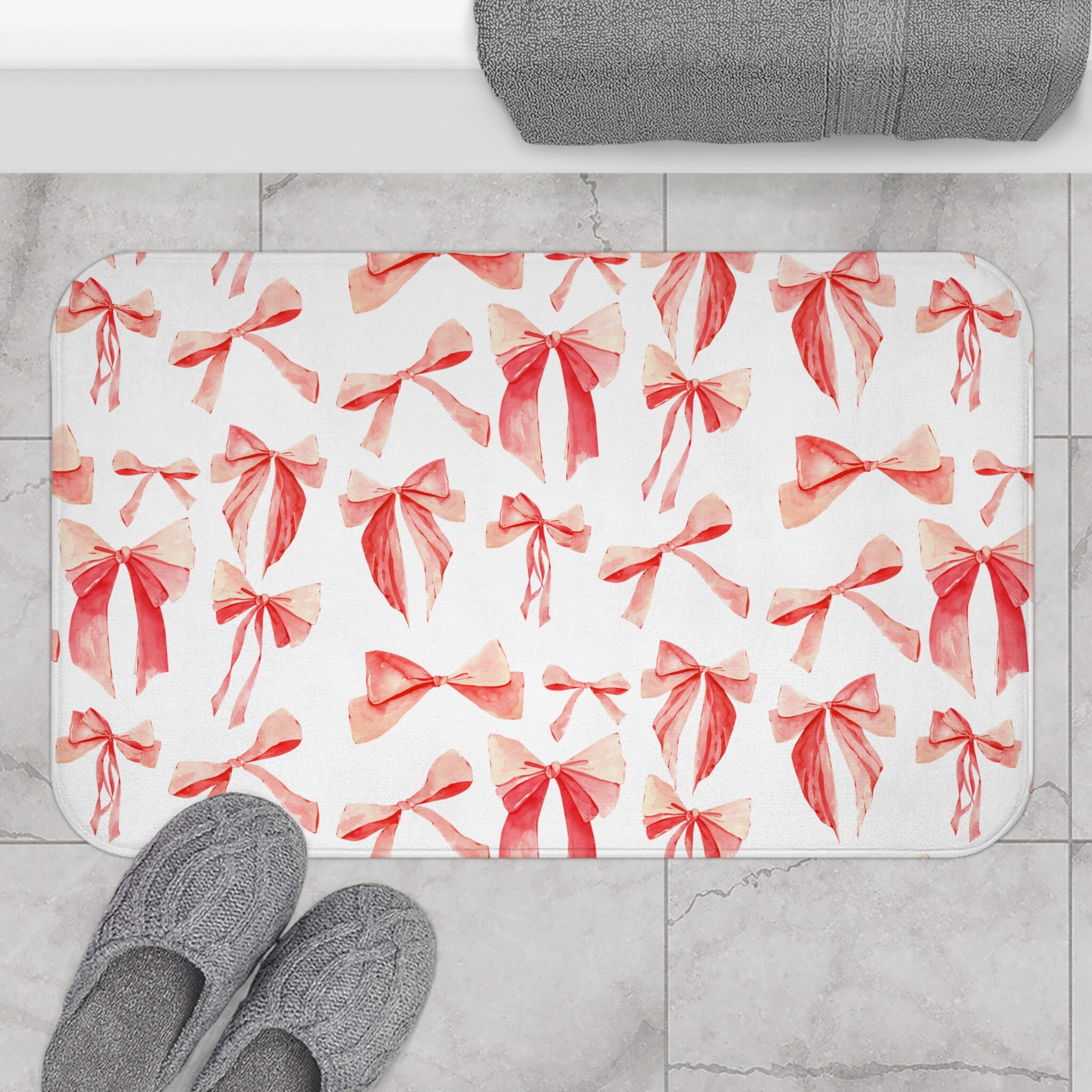 Coquette Pink Bow Bath Mat, Coquette Bathroom Accessories, Housewarming ...