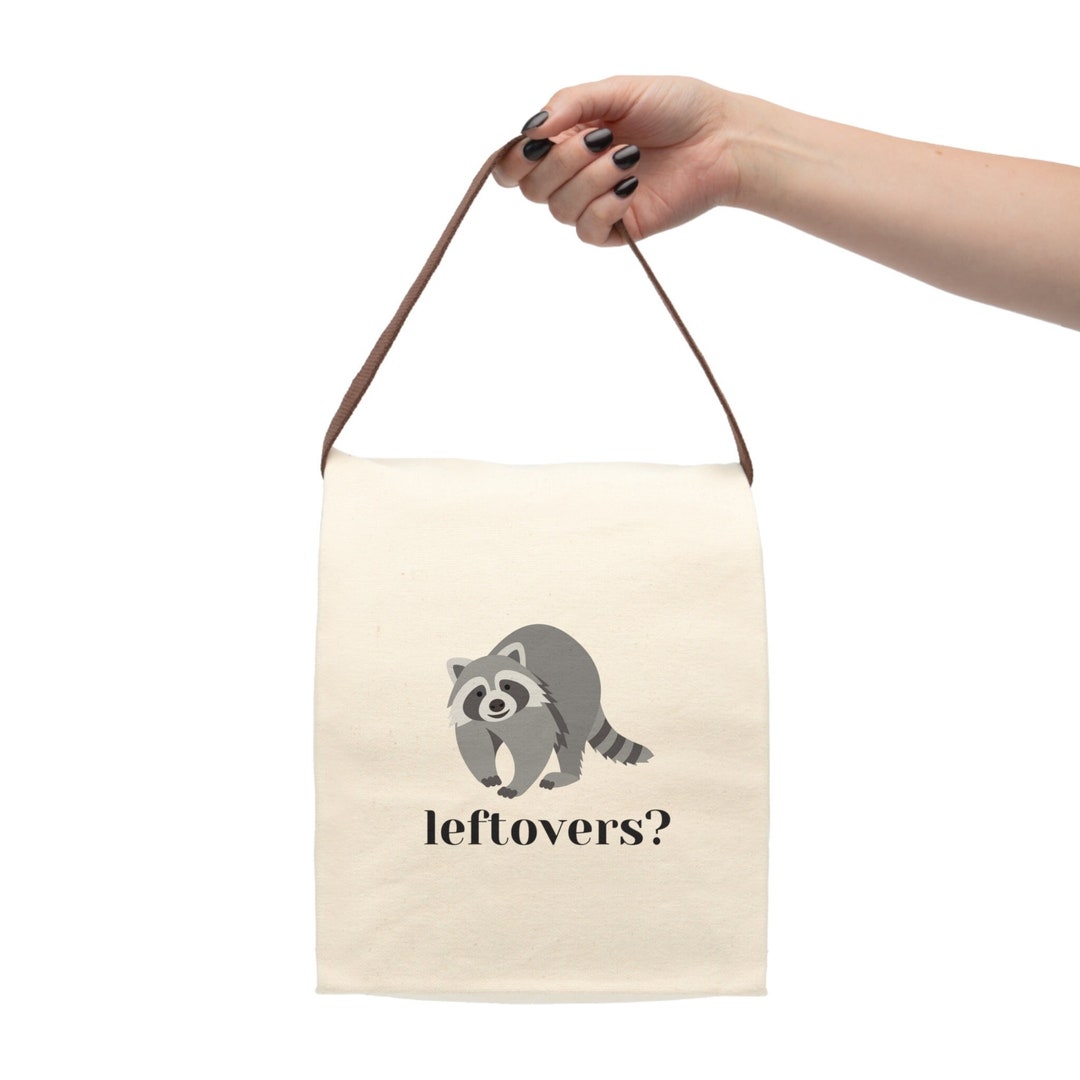 Raccoon "leftovers" Canvas Lunch Bag With Strap, Eco-friendly Lunch Bag ...