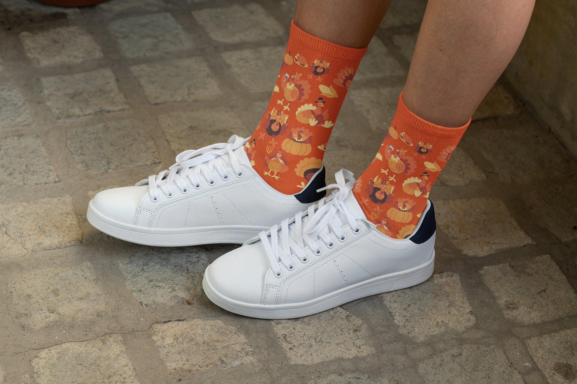 Thanksgiving Turkey Doodle Sock, Orange Fall Socks, Autumn Socks, Fall ...