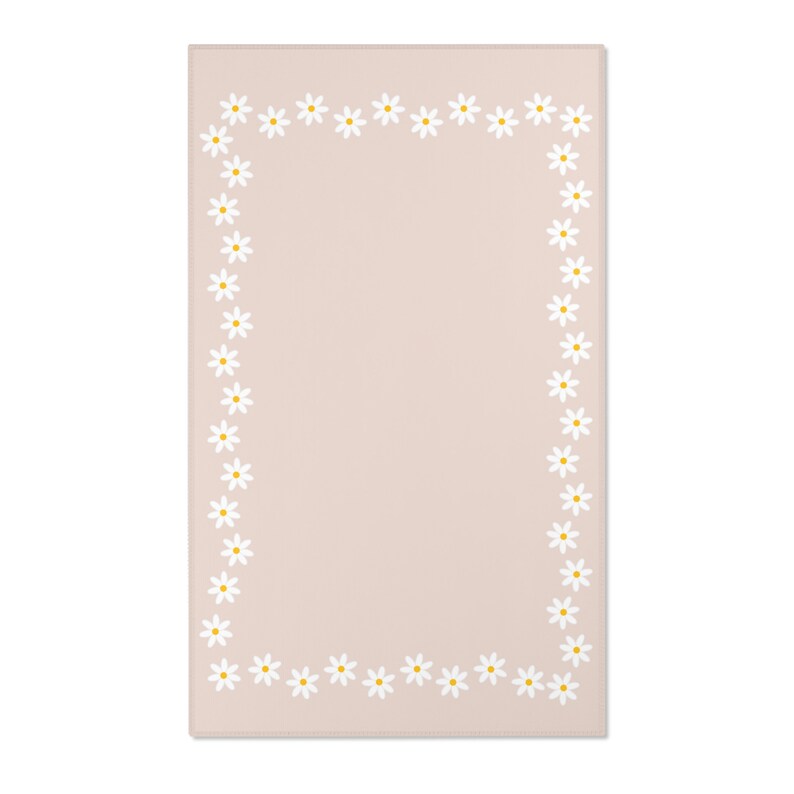 Daisy Boarder Rug for Dorm and Bedroom, Bedroom Decor, Daisy Boarder ...