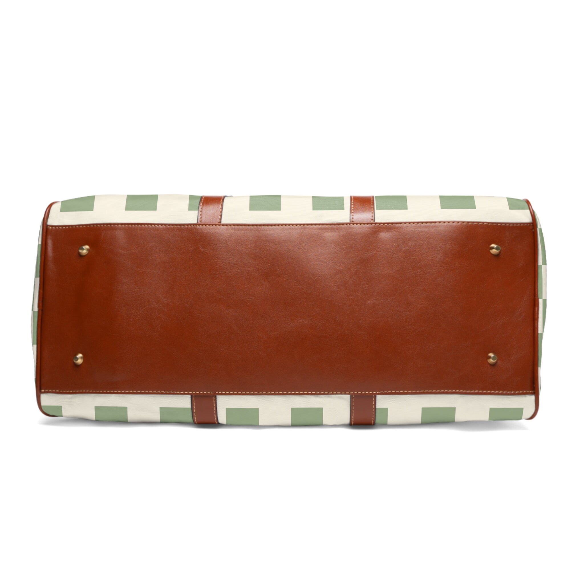 Custom Green Check Waterproof Travel Bag, Leather Duffle Bag, Weekend ...
