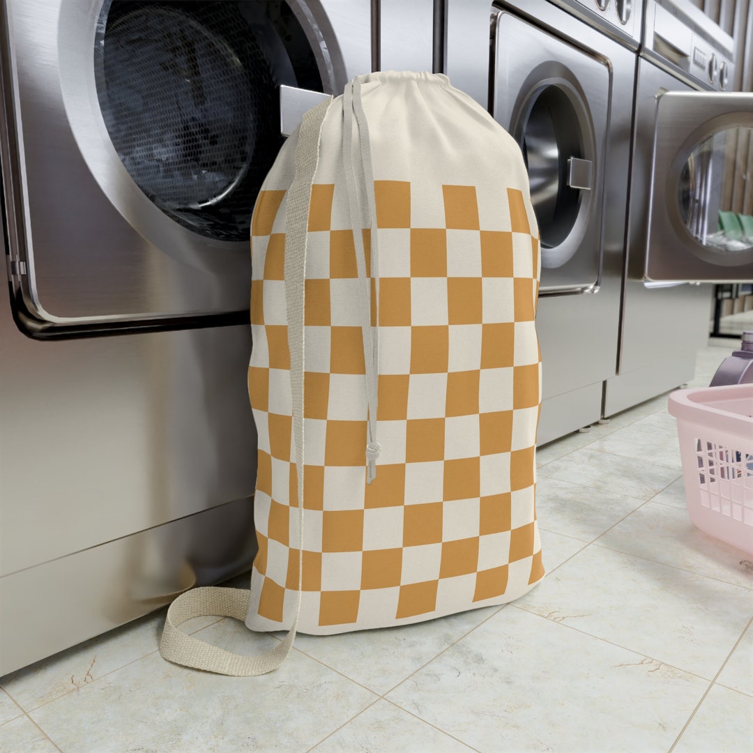 Checkered Laundry Bag, College Laundry Bag, Laundry Hamper - Orange ...