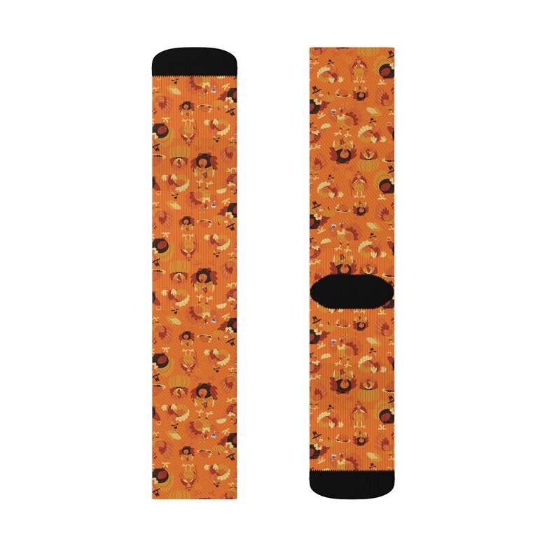 Thanksgiving Turkey Doodle Sock, Orange Fall Socks, Autumn Socks, Fall ...