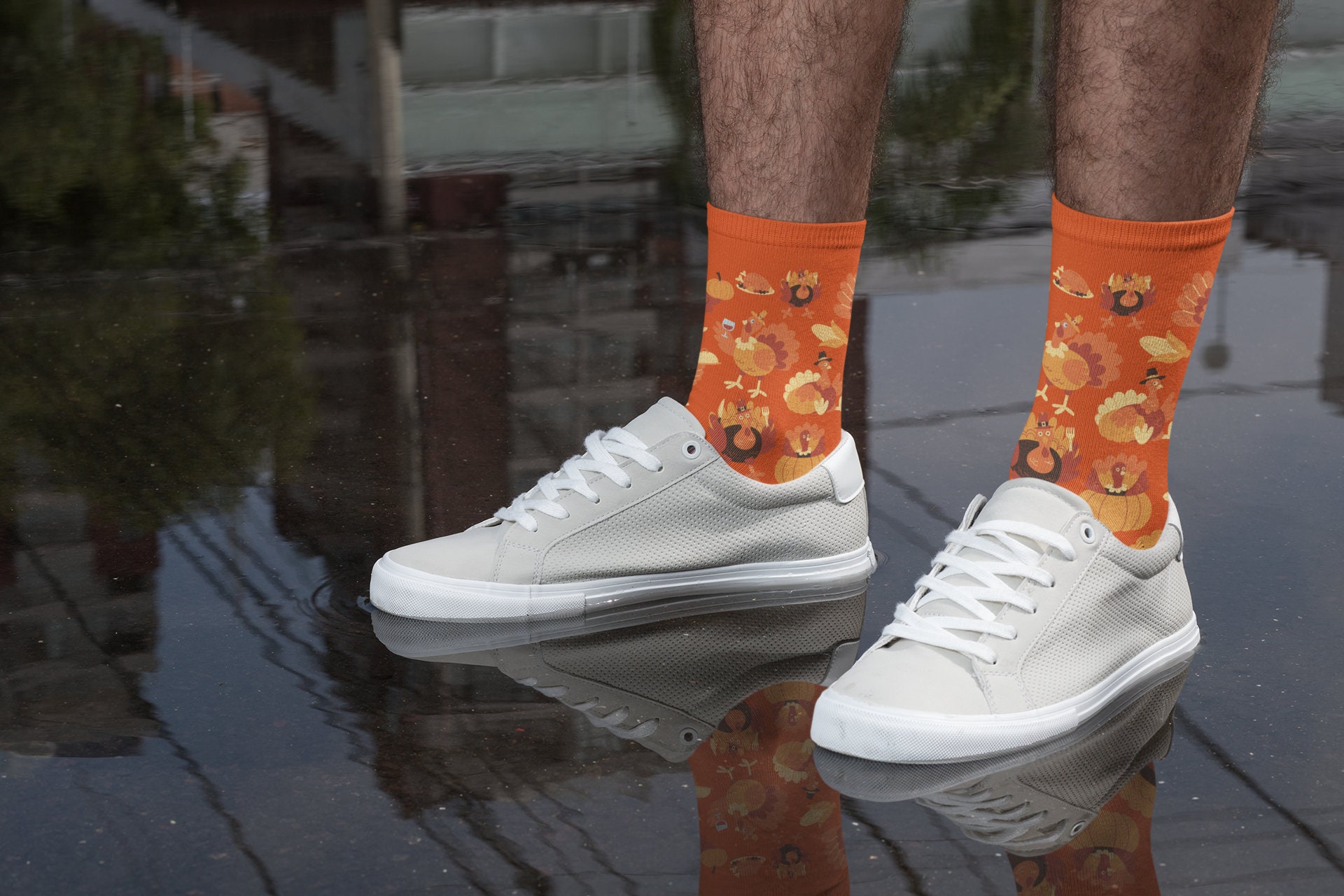 Thanksgiving Turkey Doodle Sock, Orange Fall Socks, Autumn Socks, Fall ...