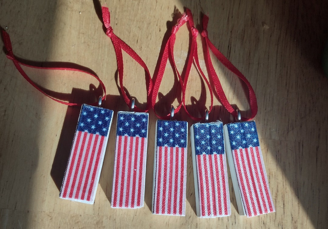 American Flag Ornaments, Wood and Fabric Ornaments - Etsy
