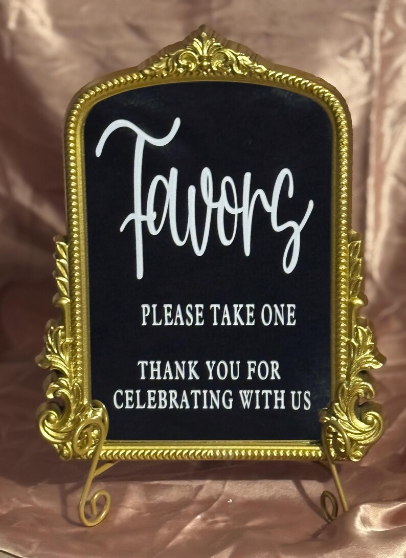 11.8x9.6" Gold Baroque Mirror Favors Table Sign, Party Favors Sign ...