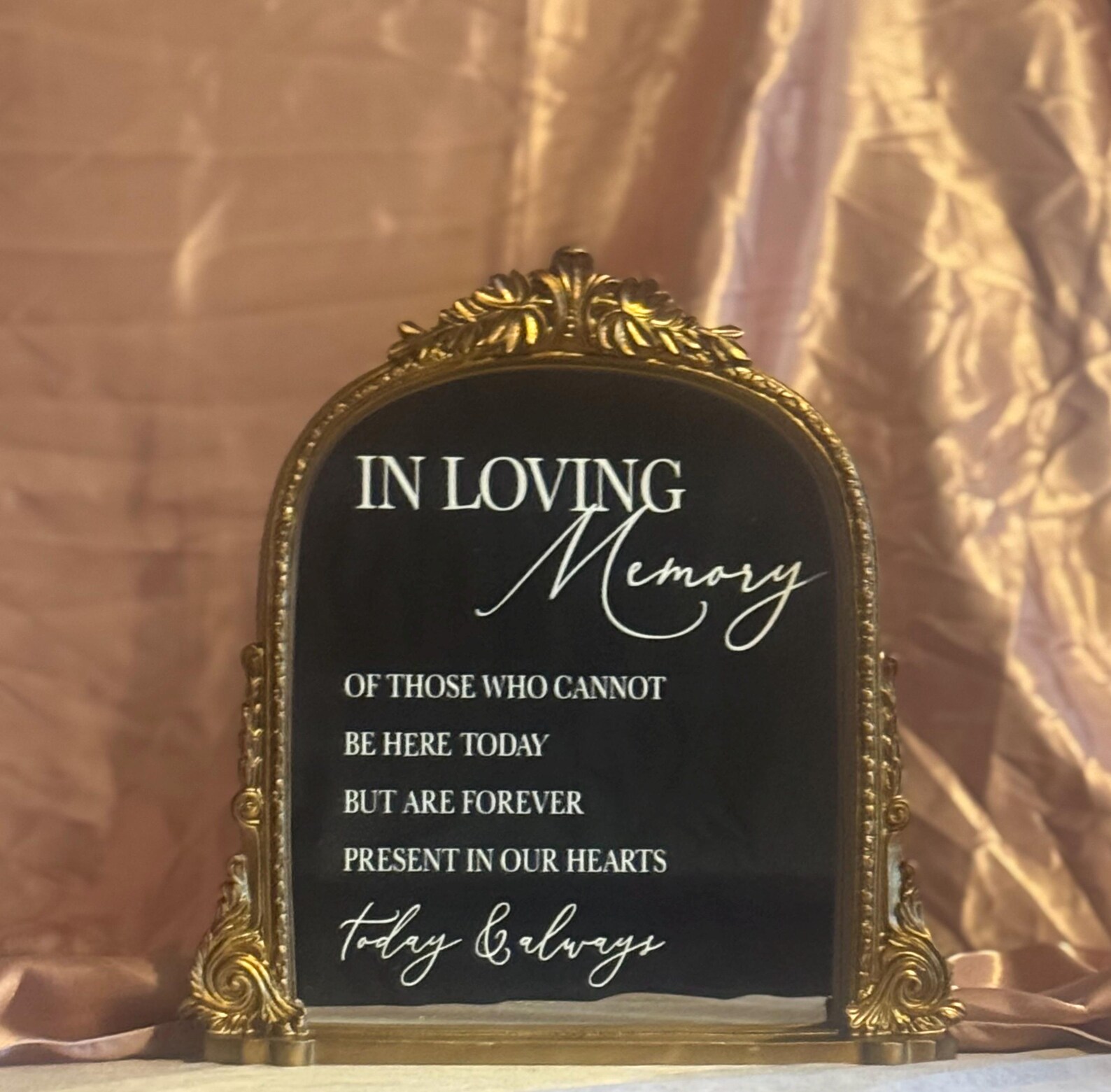 12x12" Gold (bronze) Mirror in Memory Sign for Memorial Table ...