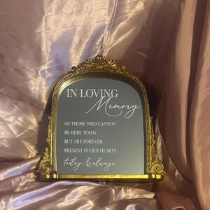 12x12" Gold in Memory of Sign for Remembrance Table, Reserved Seat Sign ...