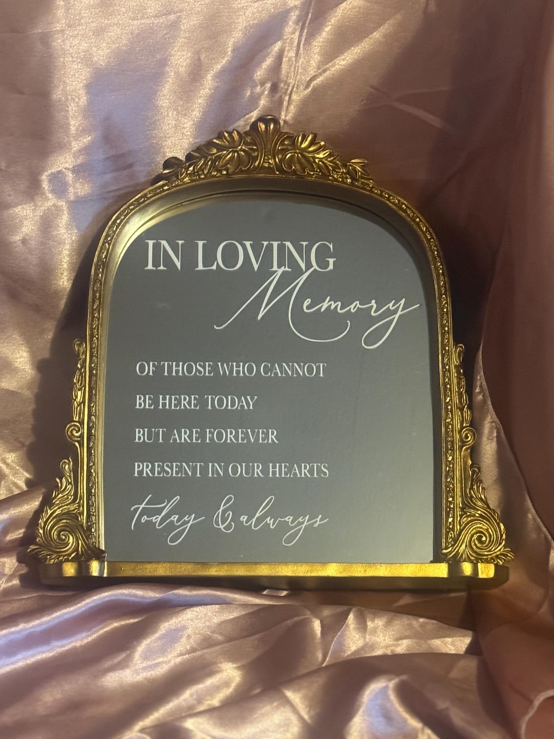 12x12" Gold in Memory of Sign for Remembrance Table, Reserved Seat Sign ...