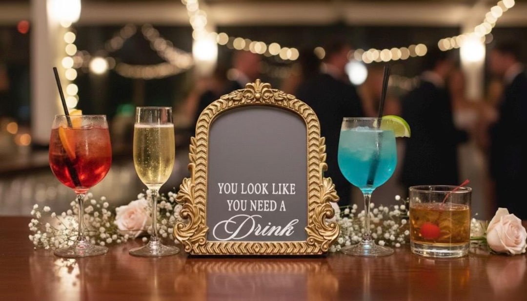 Gold Framed Bar Mirror Sign: You Look Like You Need A Drink (11x9.8 ...