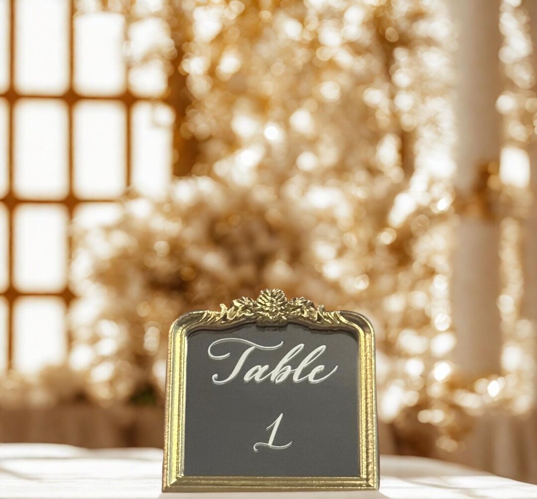 Metallic Gold Mirror Table Numbers: Wedding Reception Decor (5.75x5.63 ...