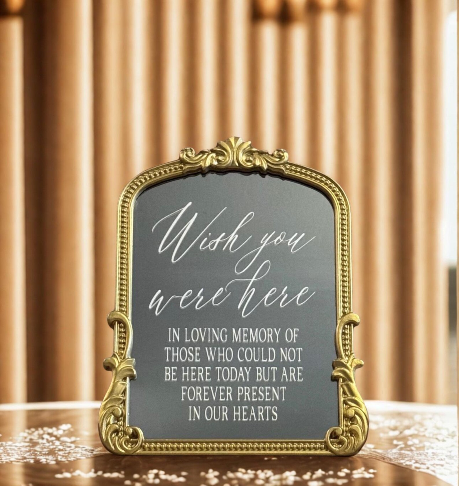Gold in Loving Memory Mirror Sign: Wedding Memorial Table Decor (11.8x9 ...
