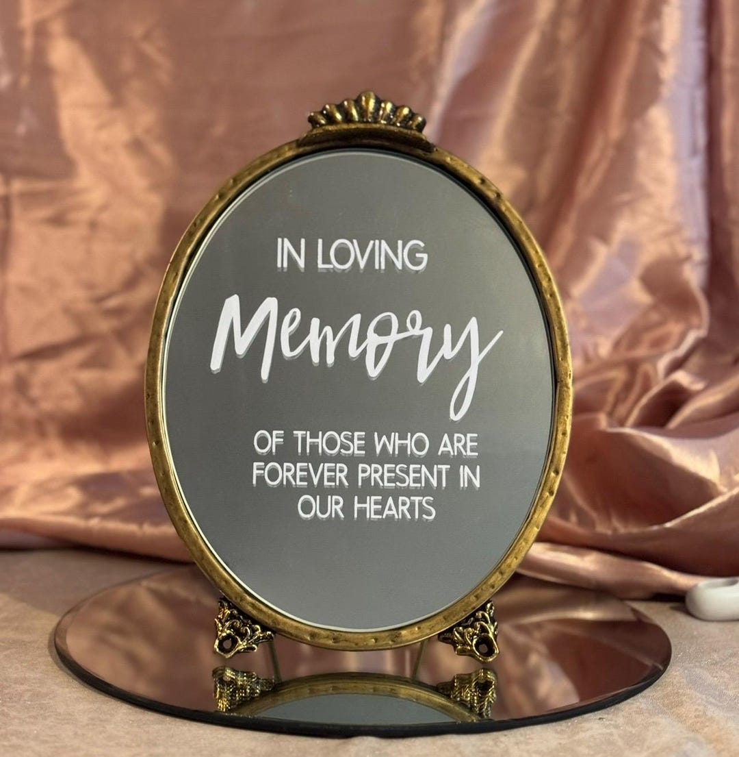 11x8" Bronze in Memory Sign for Remembrance Table, Reserved Seat Sign ...