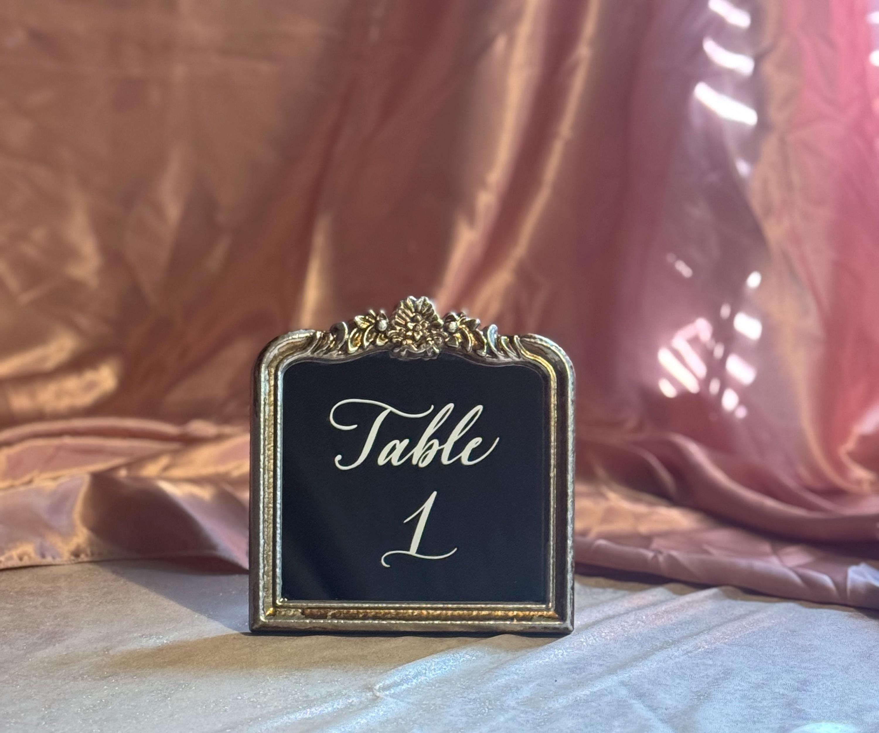 5.75x5.63" Mini Bronze Gold Mirror Table Numbers, Wedding Table Numbers ...