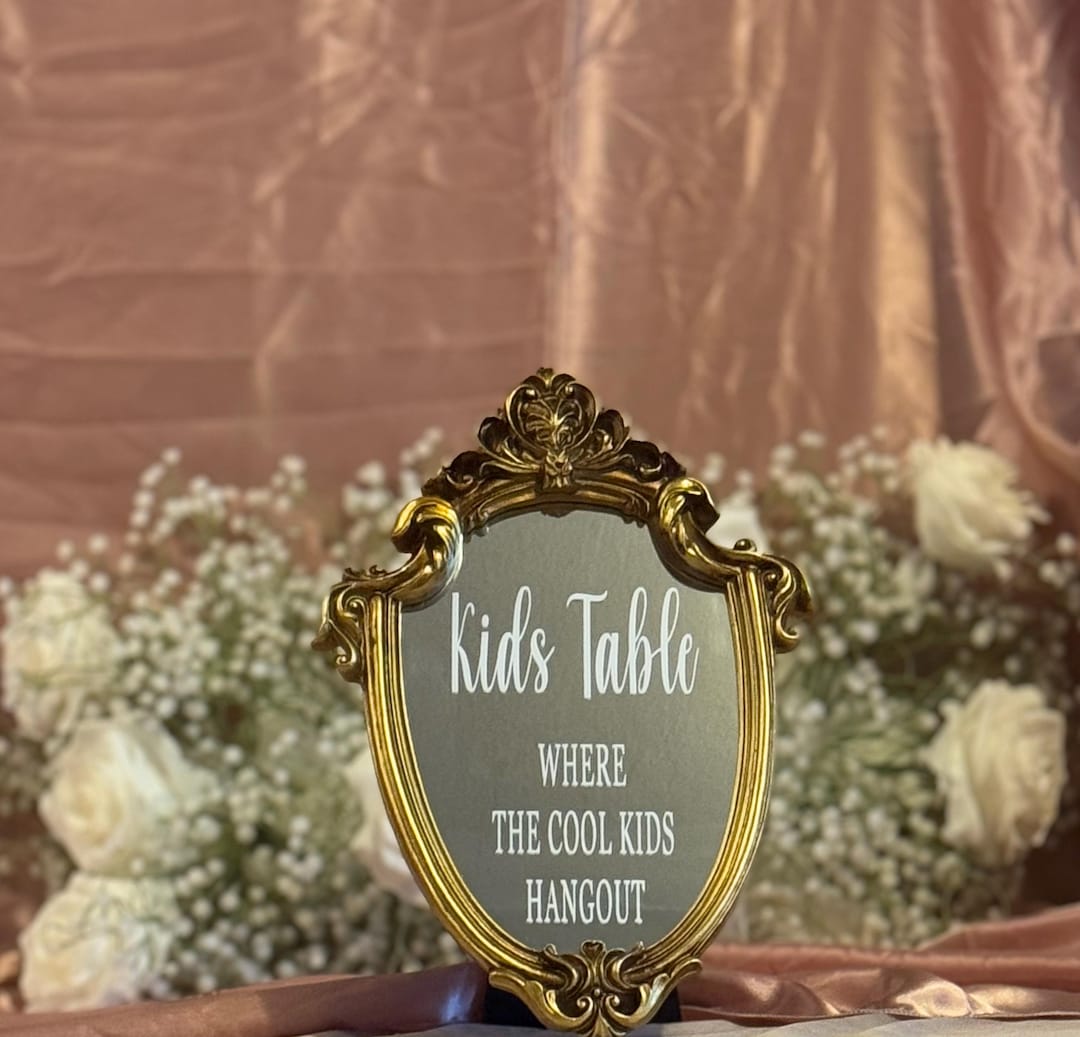 11.5x8" Gold Mirror 'kids Table' Sign for Wedding, Kids Table Only ...